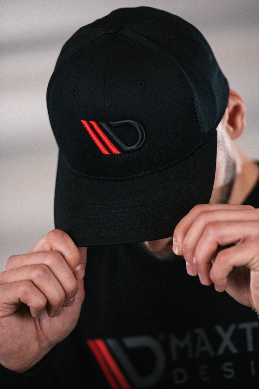 CAP BLACK/RED LOGO – Maxton Design USA