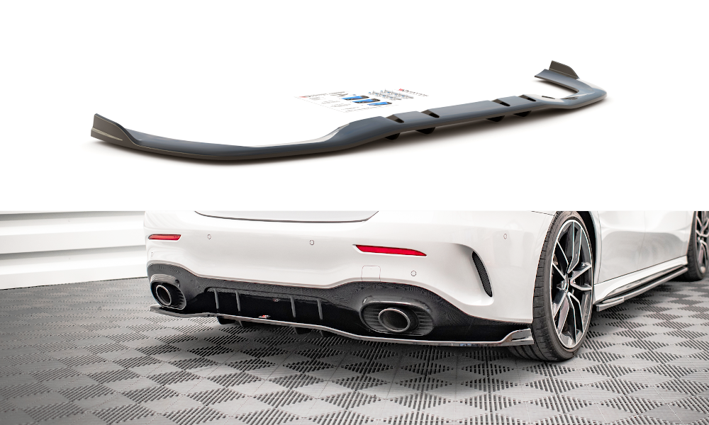 CENTRAL REAR SPLITTER (WITH VERTICAL BARS) V.2 MERCEDES A 35 AMG SEDAN ...